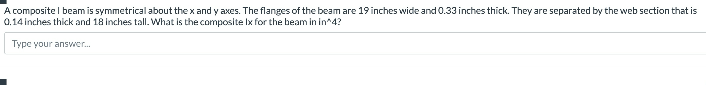 Solved A composite I beam is symmetrical about the x ﻿and y | Chegg.com