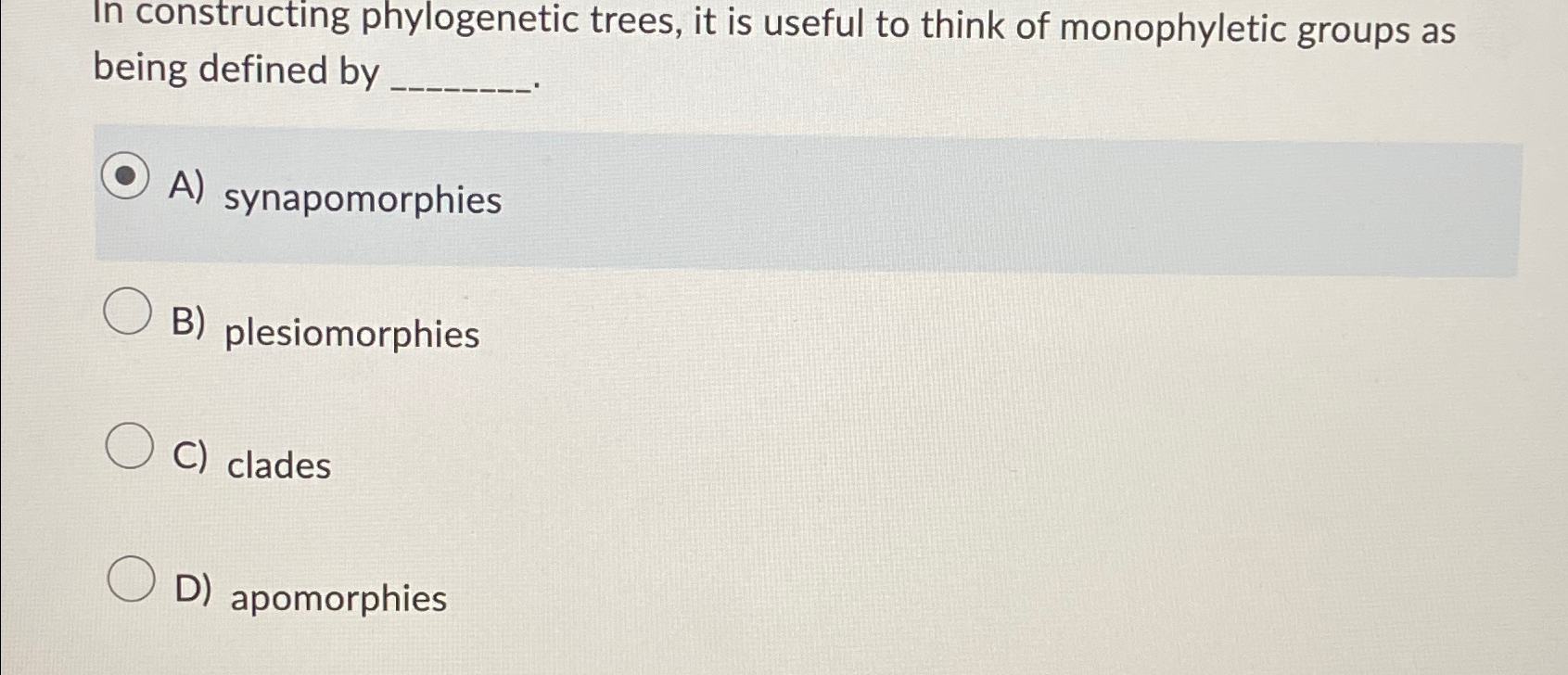 Solved In constructing phylogenetic trees, it is useful to | Chegg.com