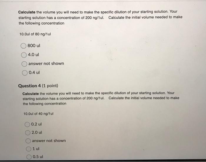 Solved Calculate the volume you will need to make the | Chegg.com
