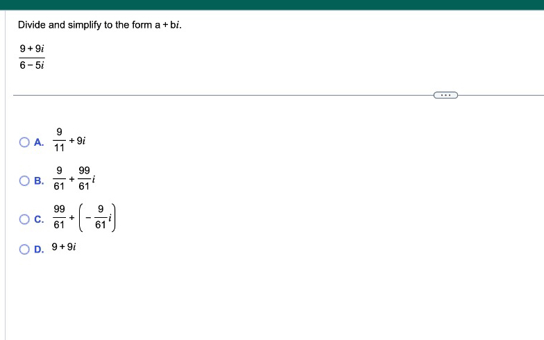 Solved Divide and simplify to the form | Chegg.com