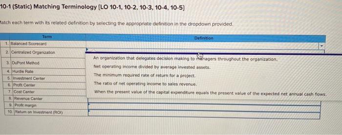 Solved E10-1 (Static) Matching Terminology (LO 10-1, 10-2, | Chegg.com