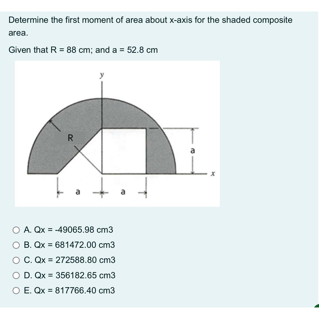 Solved Determine the first moment of area about x-axis for | Chegg.com