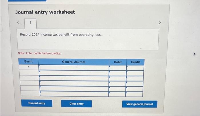 Solved Exercise 16-24 (Algo) Net operating loss | Chegg.com