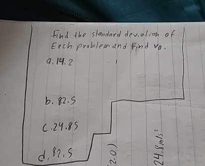 Find the standard deviation of Each problem and Find | Chegg.com