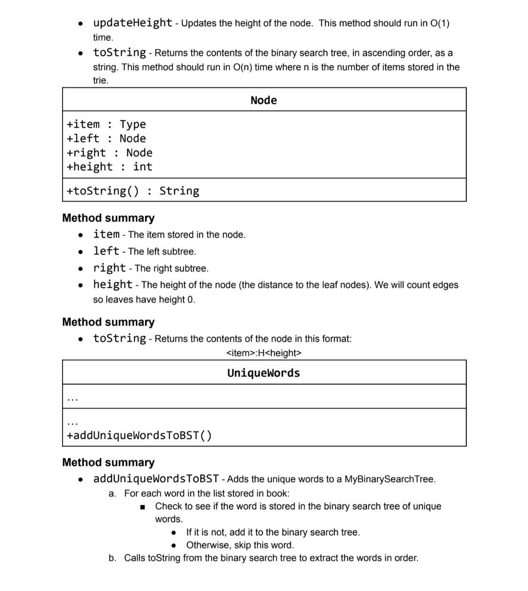 Solved Overview A binary search tree is a common tool for | Chegg.com