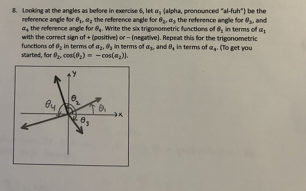 Solved Looking at the angles as before in exercise 6 , ﻿let | Chegg.com