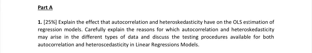 Solved Part A[25 ] ﻿explain The Effect That Autocorrelation