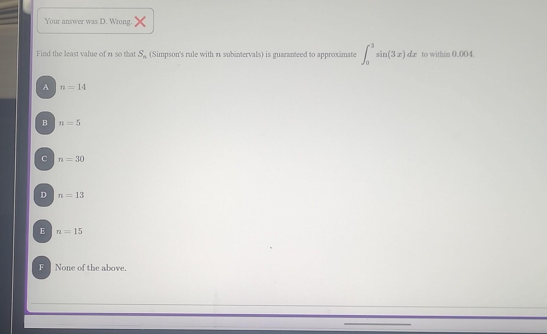 Solved when I set up the equation for the simpsons error and | Chegg.com