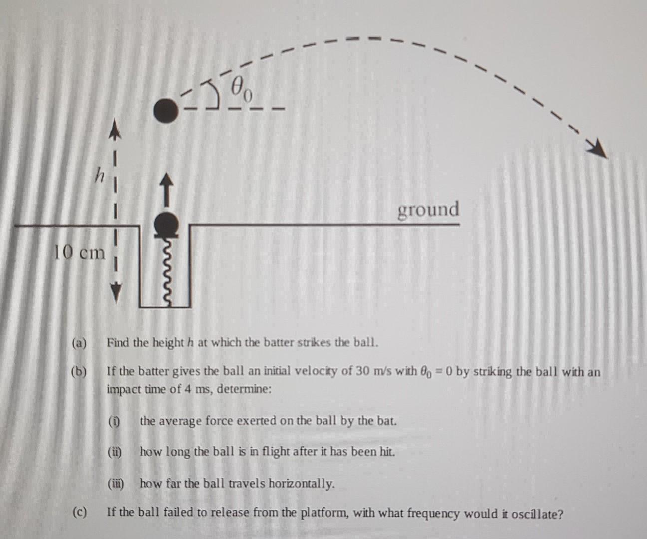 Solved (a) Find the height h at which the batter strikes the | Chegg.com