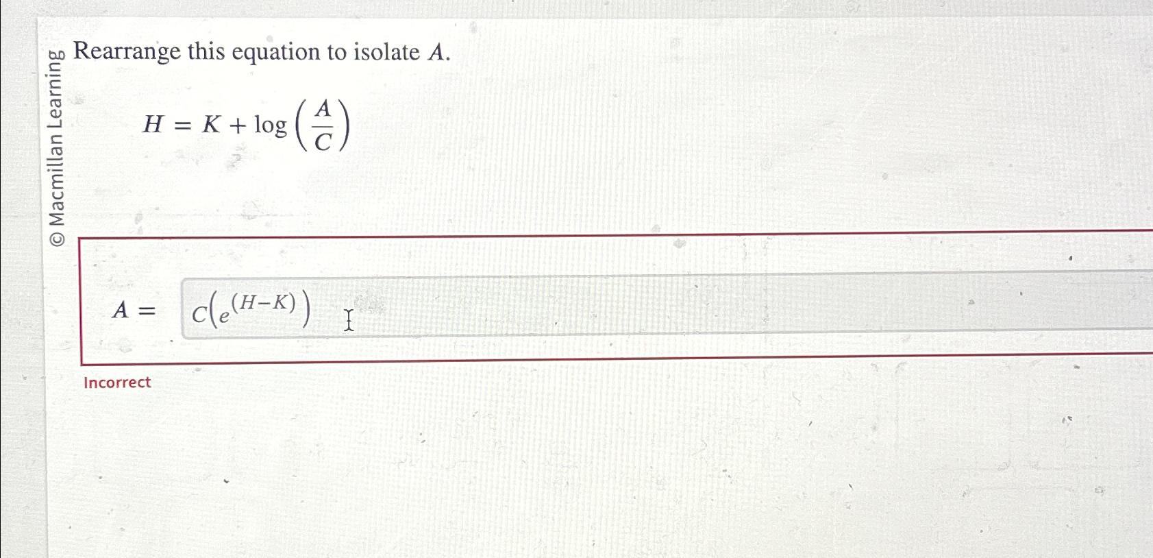 Solved ?∞∞ ﻿Rearrange this equation to isolate | Chegg.com
