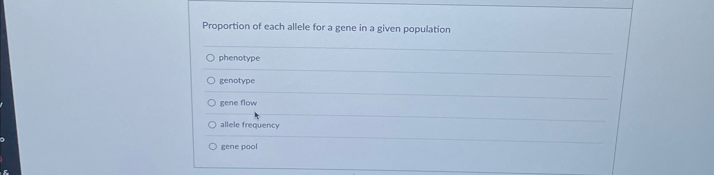 Solved Proportion of each allele for a gene in a given | Chegg.com