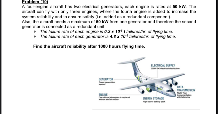 Solved Problem (10)A four-engine aircraft has two electrical | Chegg.com