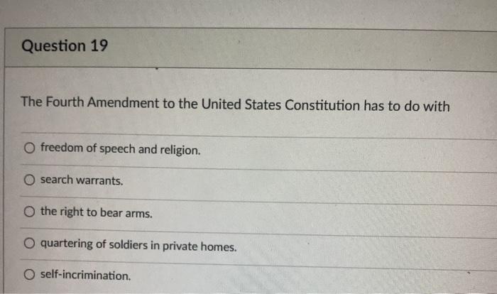 Solved The Fourth Amendment to the United States | Chegg.com