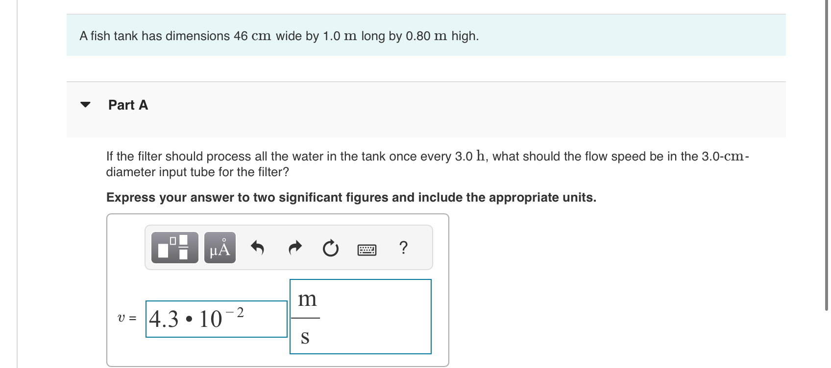 Solved A fish tank has dimensions 46cm ﻿wide by 1.0m ﻿long | Chegg.com