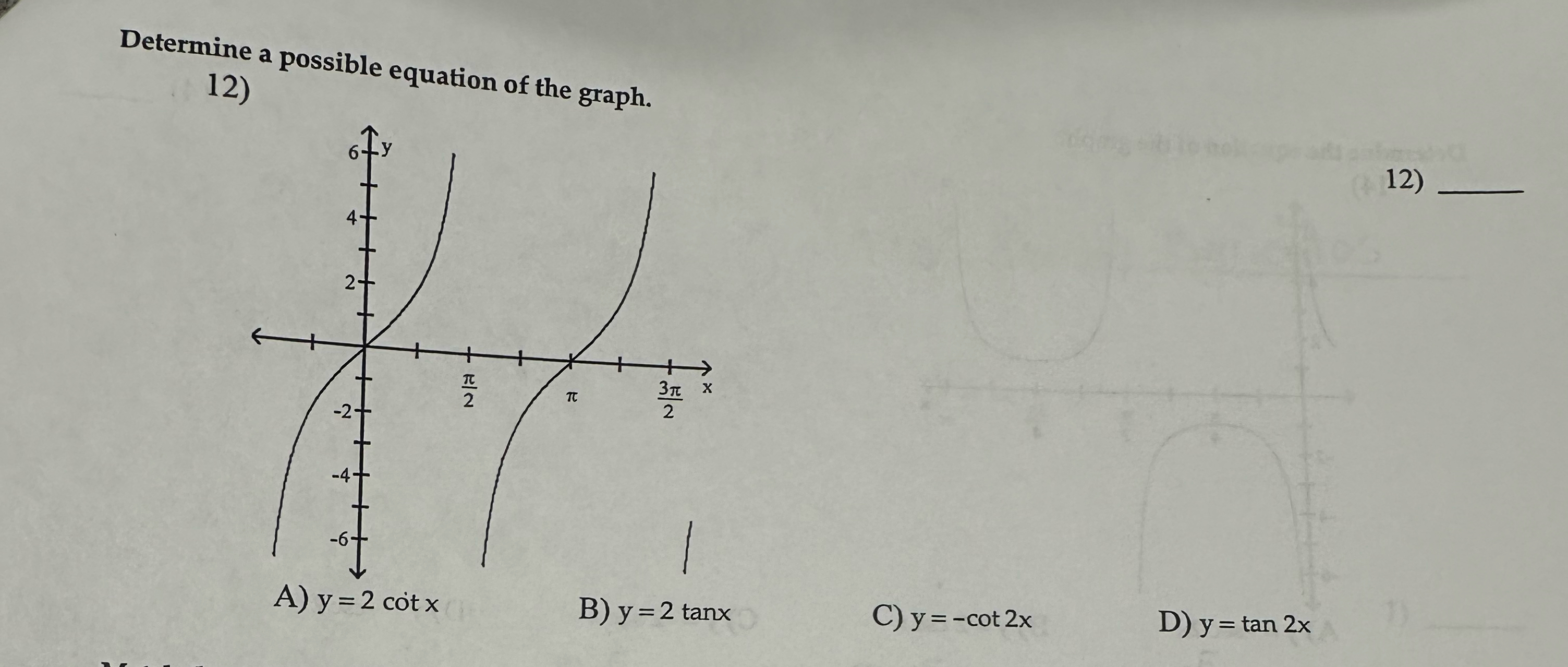 Solved Determine a possible equation of the | Chegg.com