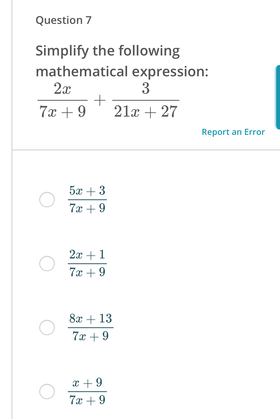 Solved Question 7Simplify the following mathematical | Chegg.com