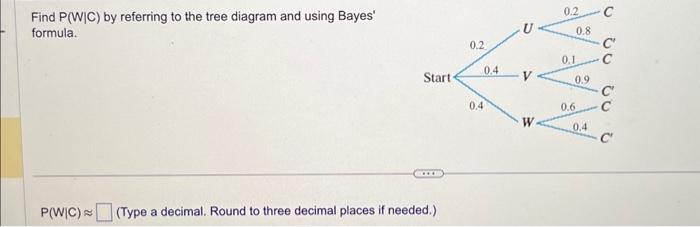 Solved Find P(W∣C) by referring to the tree diagram and | Chegg.com
