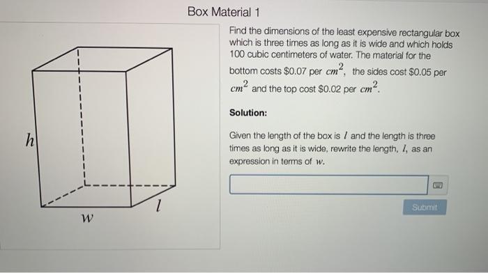 Solved Box Material 1 Find the dimensions of the least | Chegg.com