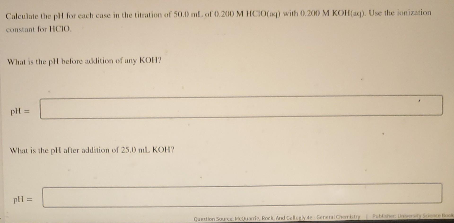 Solved Calculate the pH for each case in the titration of | Chegg.com