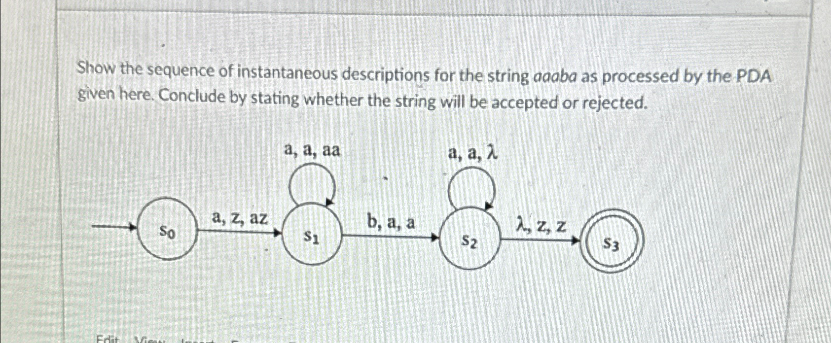Solved Show the sequence of instantaneous descriptions for | Chegg.com