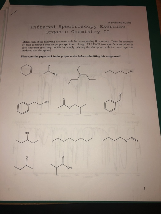 Solved IR Problem Ser 2.doc Infrared Spectroscopy Exercise | Chegg.com