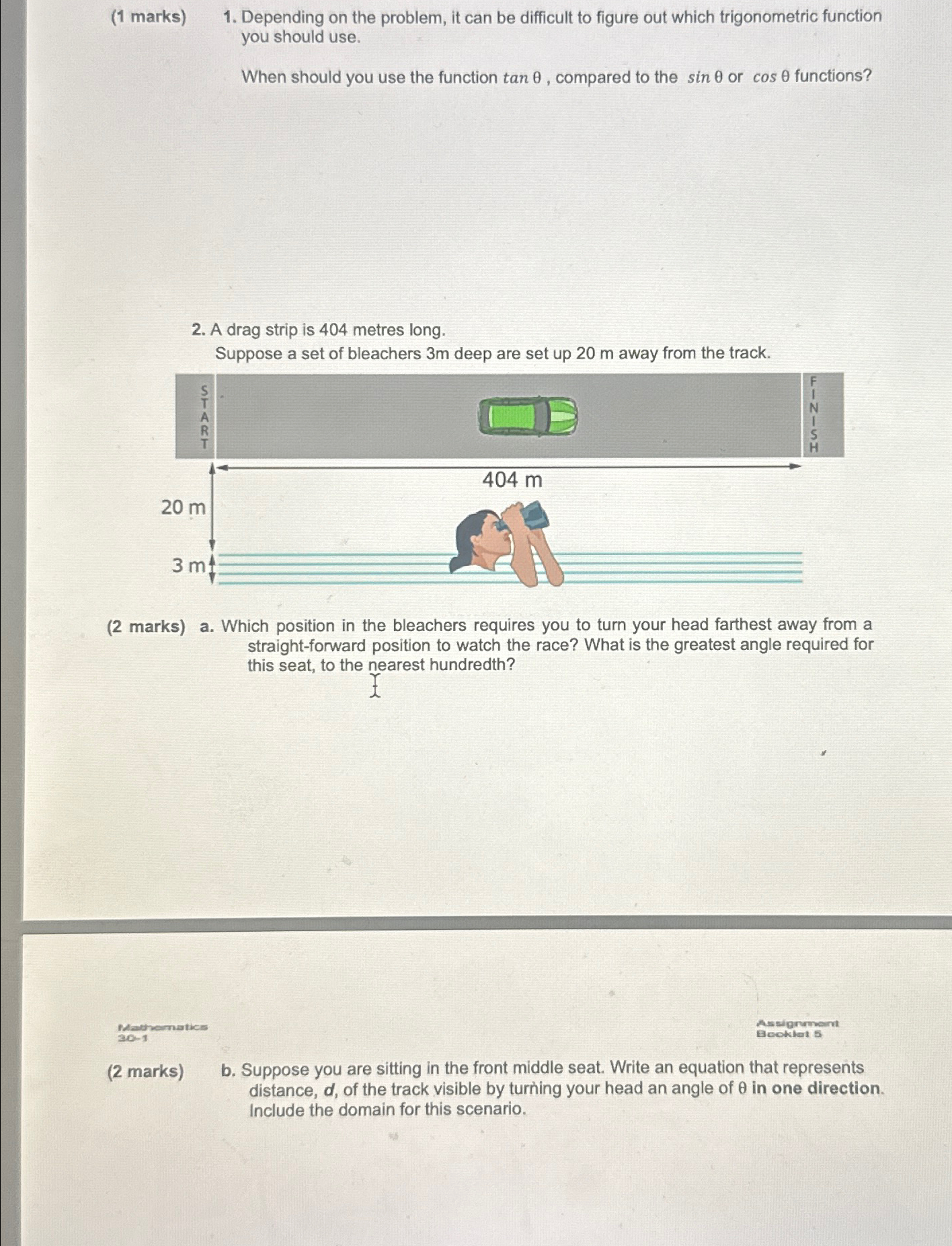 Solved (1 ﻿marks) 1. ﻿Depending on the problem, it can be | Chegg.com