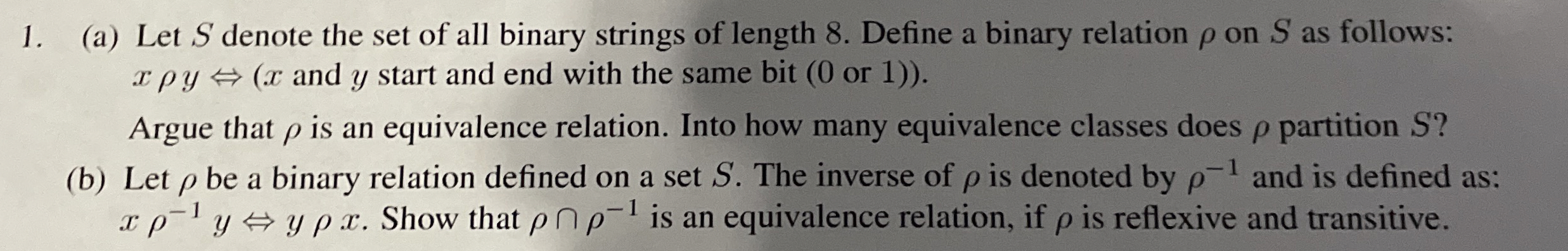 Solved (a) ﻿Let S ﻿denote the set of all binary strings of | Chegg.com