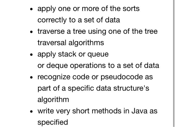 Solved apply one or more of the sorts correctly to a set of | Chegg.com