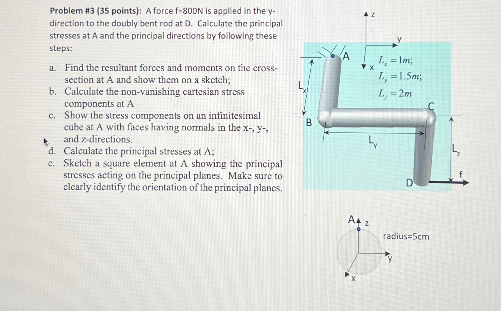 Solved Problem #3 ( 35 ﻿points): A force f=800N ﻿is applied | Chegg.com