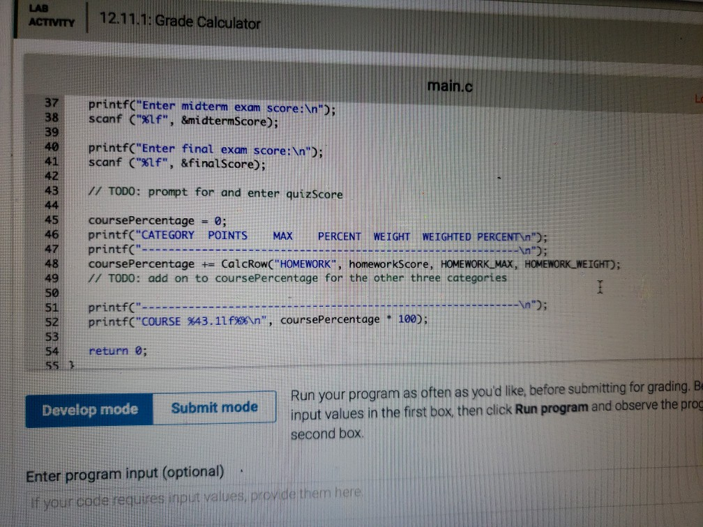 Solved 12.11 Grade Calculator 30% Midterm exam (out of 40 | Chegg.com