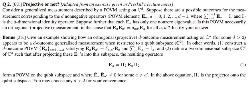 Solved Q 2. [6%] ﻿Projective or not? [Adapted from an | Chegg.com