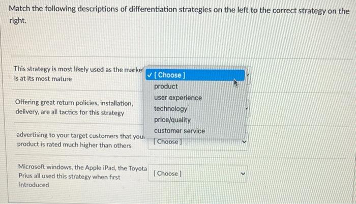 Solved Match the following descriptions of differentiation | Chegg.com