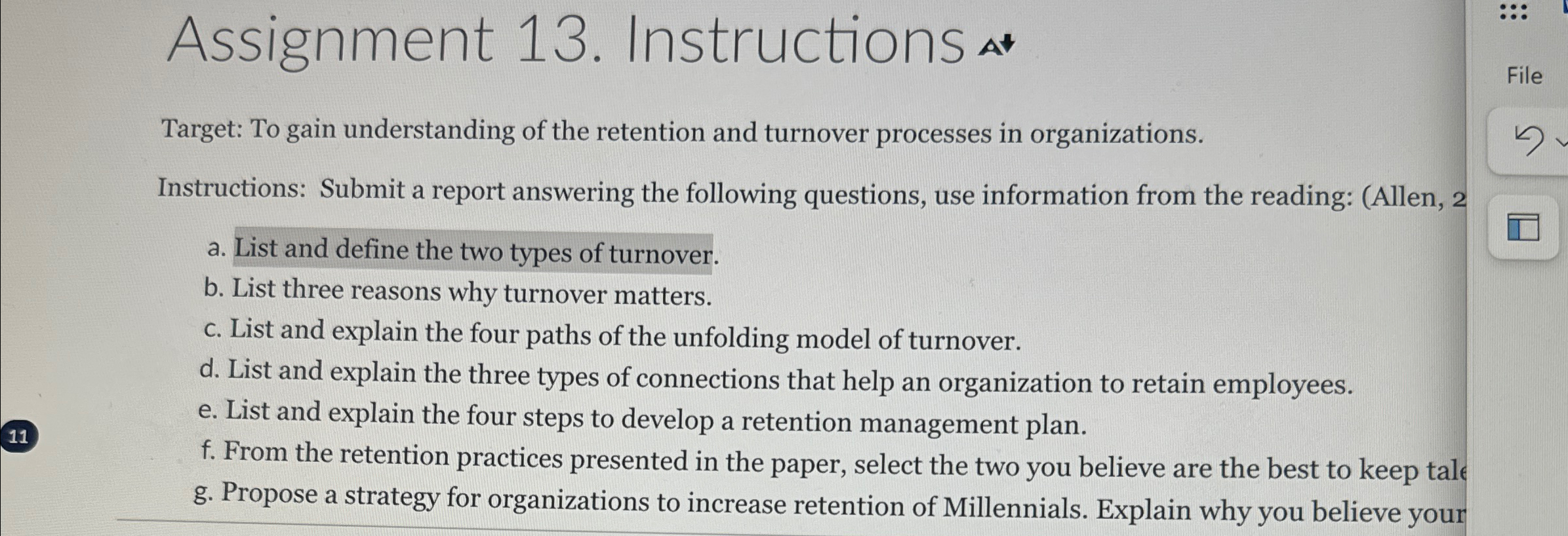 Solved Assignment 13. ﻿InstructionsTarget: To gain | Chegg.com