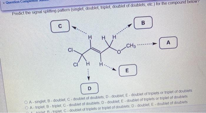 Solved Question Com Predict the signal splitting pattern | Chegg.com