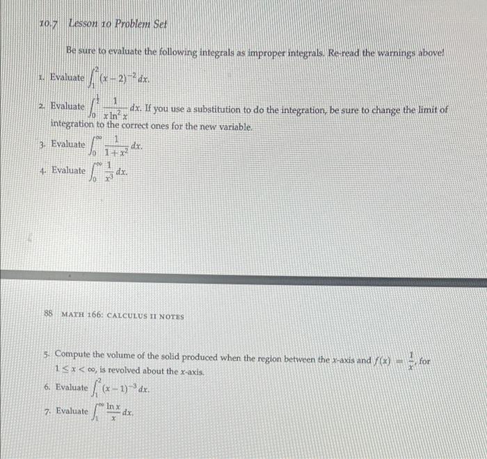 Solved 10.7 Lesson 10 Problem Set Be sure to evaluate the | Chegg.com