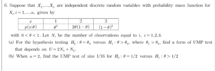 Solved 6. Suppose that X1,…,Xn are independent discrete | Chegg.com
