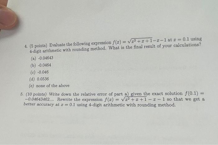 Solved 4. (5 points) Evaluate the following expression | Chegg.com