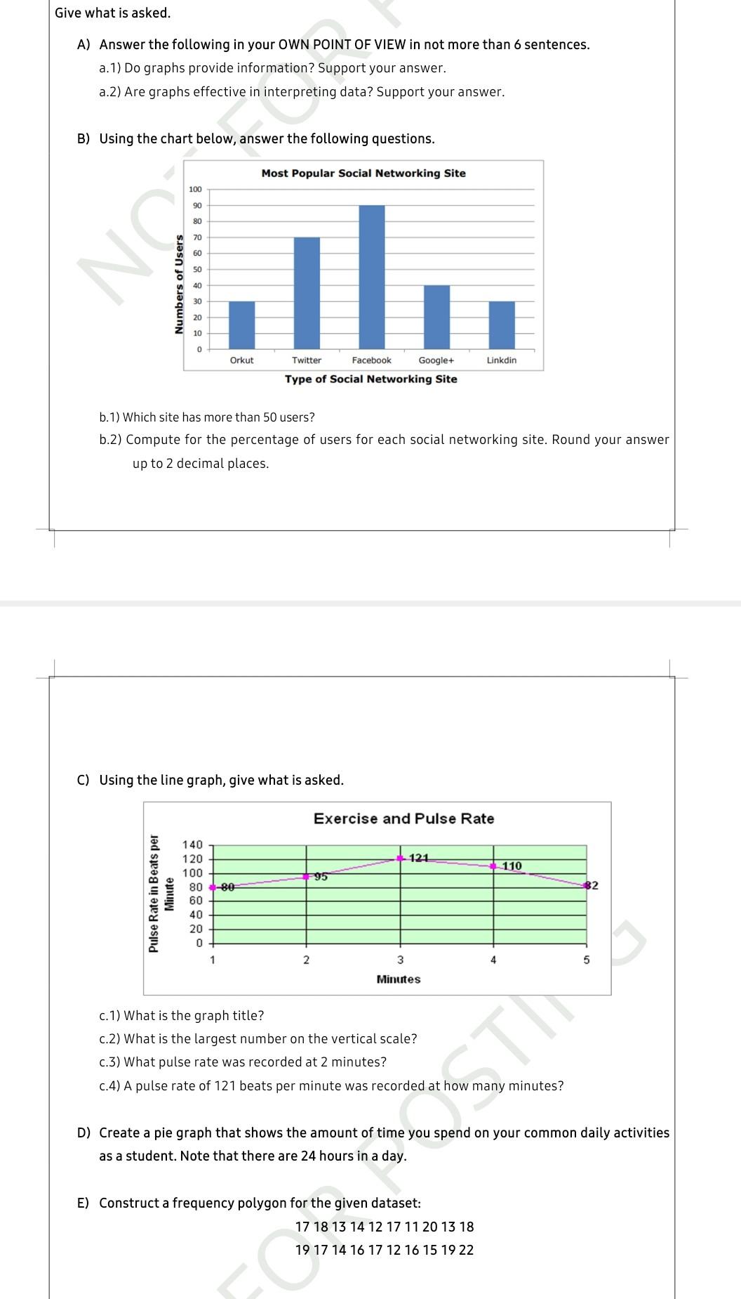 Solved Give what is asked. A) Answer the following in your | Chegg.com