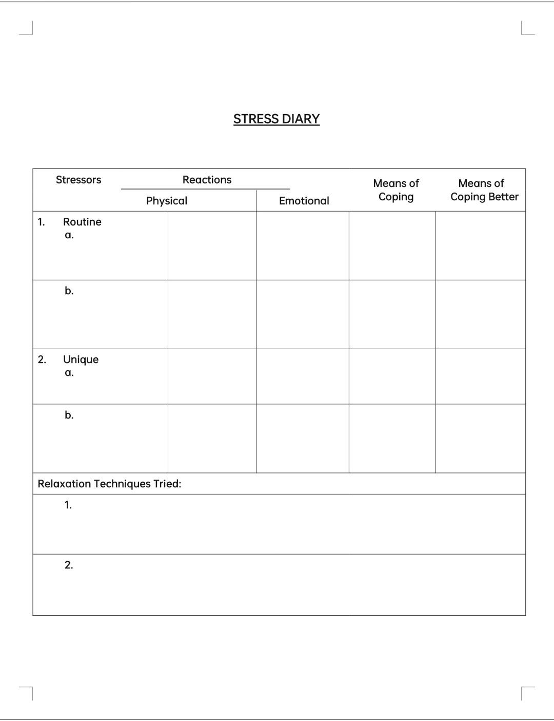Solved Stress Diary and Analysis Name: Student ID: | Chegg.com