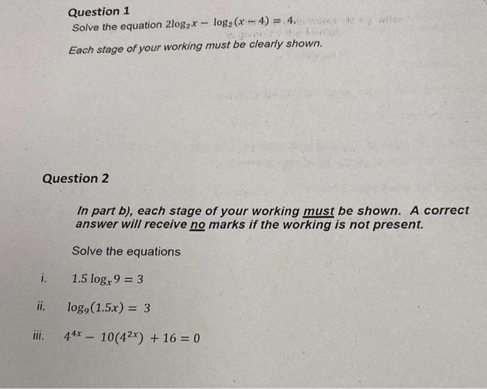 Question 2 i. II. Question 1 Solve the equation | Chegg.com