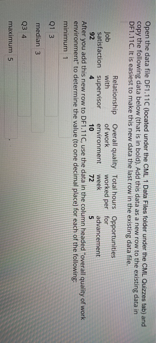 Solved Open The Data File Df111c Located Under The Cml 1