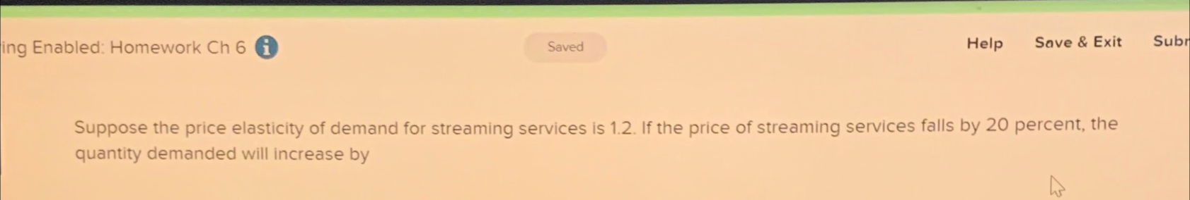 Solved ing Enabled: Homework Ch 6HelpSave & ExitSubrSuppose | Chegg.com