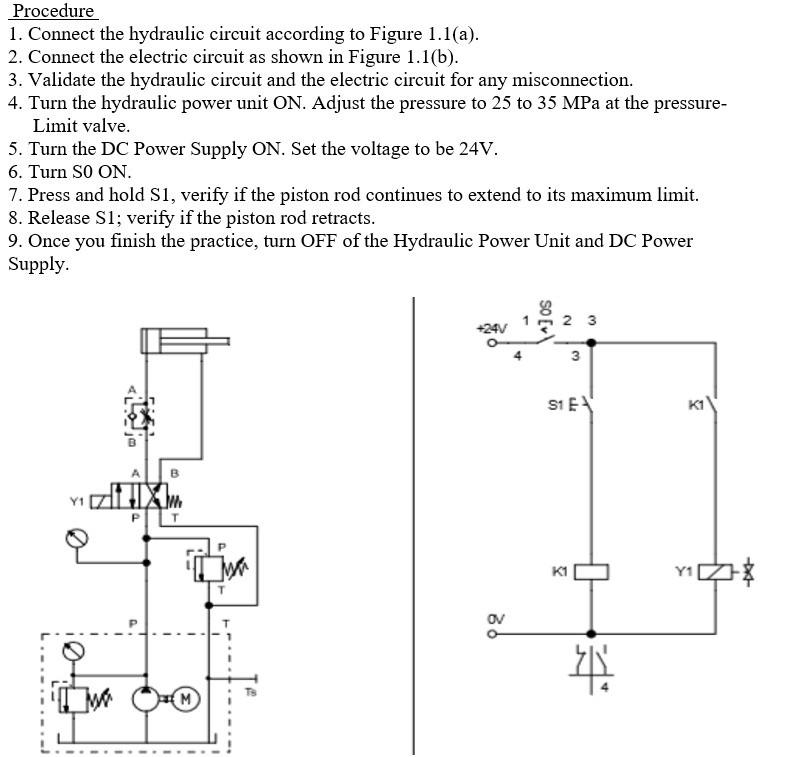 Solved Procedure 1. Connect the hydraulic circuit according | Chegg.com