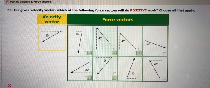 Solved Part A: Velocity & Force Vectors For the given | Chegg.com