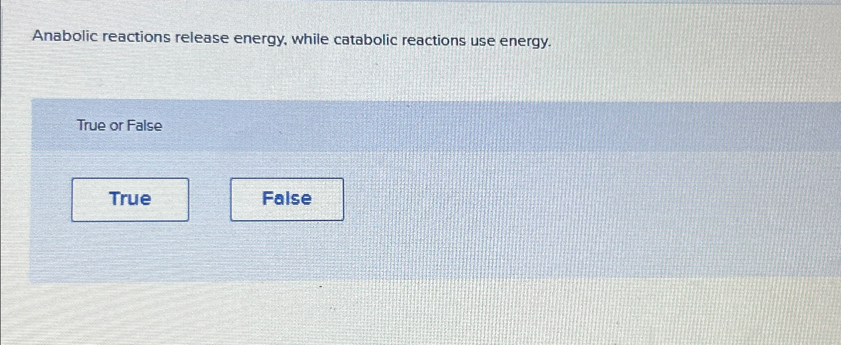 Solved Anabolic reactions release energy, while catabolic | Chegg.com