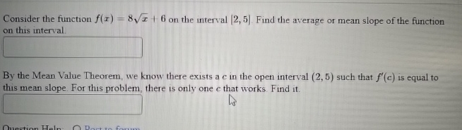 Solved Consider the function f(x)=8x2+6 ﻿on the interval | Chegg.com