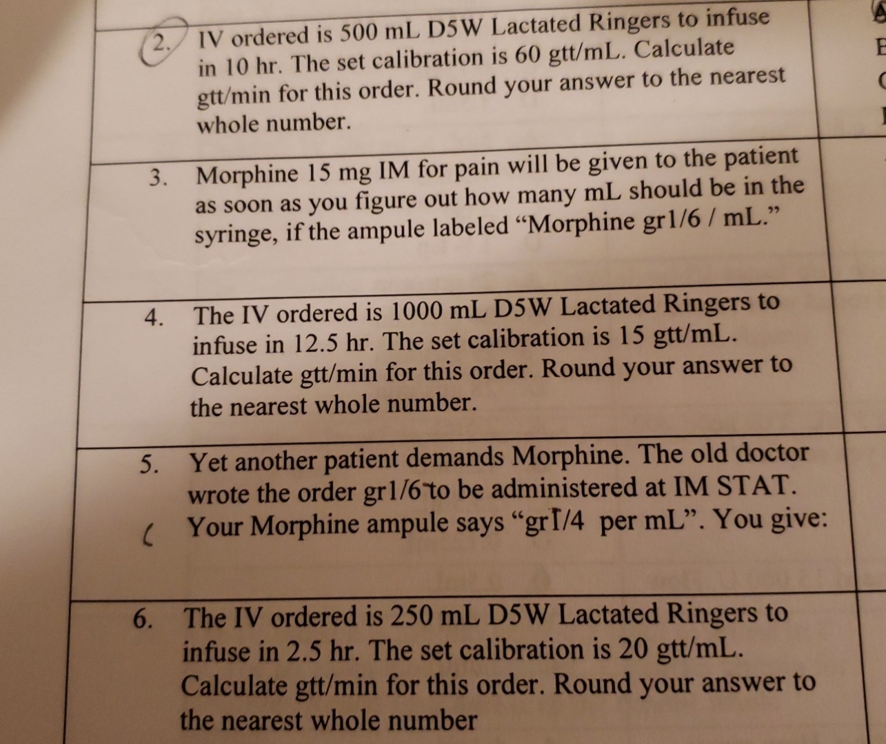 Solved IV ordered is 500mL ﻿D5W Lactated Ringers to infuse | Chegg.com