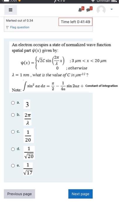 Solved An electron occupies a state of normalized wave | Chegg.com