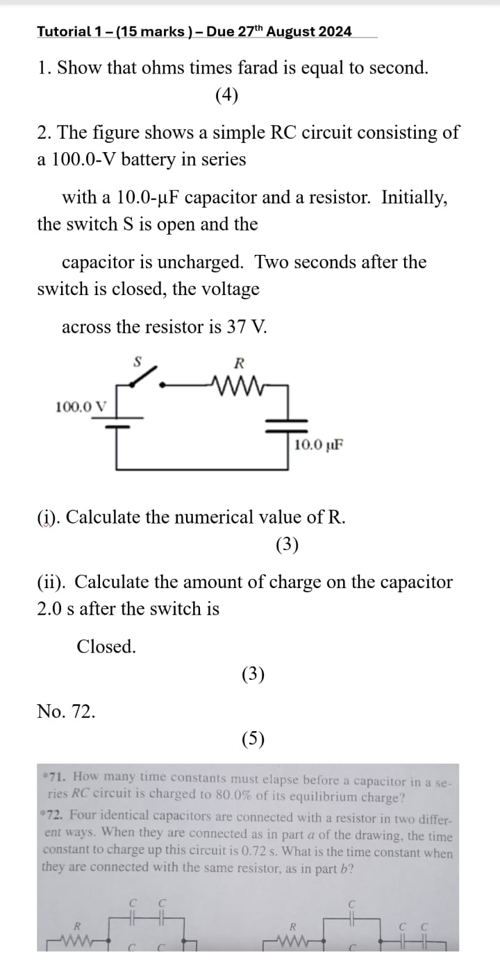 Solved Tutorial 1-(15 ﻿marks )-Due 27 ?th ﻿August 2024Show | Chegg.com