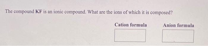Solved The compound KF is an ionic compound. What are the | Chegg.com